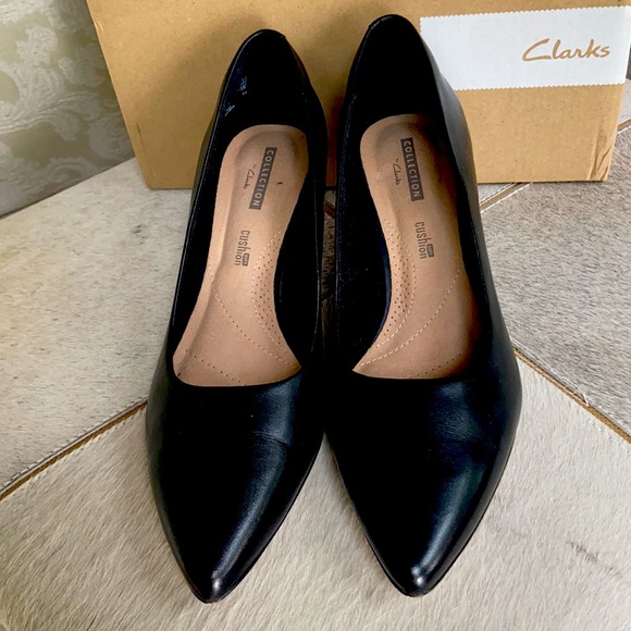 Clarks | Shoes | Clarks Linvale Jerica Black Leather Pumps | Poshmark